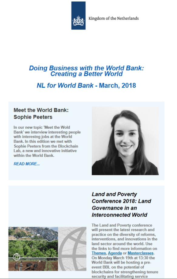 Newsletter March 2018: Creating a Better World | Netherlands for the ...